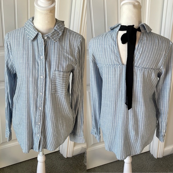 William Rast | Tops | William Rast Stripe Button Down W Tie Xs | Poshmark